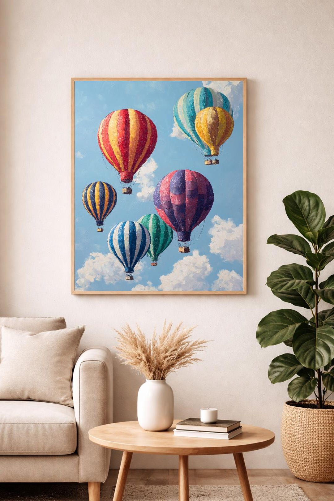 Dreamy Hot Air Balloons, Digital Art Print, Illustration, Original ...