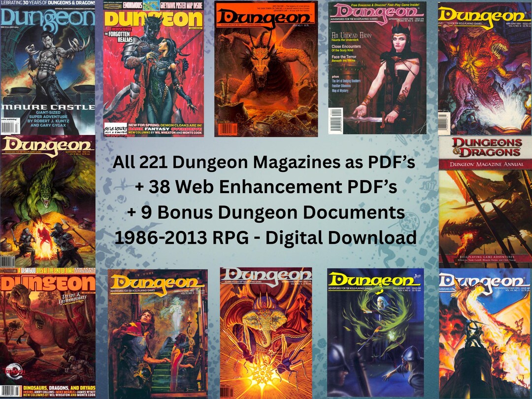 Dungeon Magazine Complete Collection - 221 Issues + 39 Web Docs + 9 ...