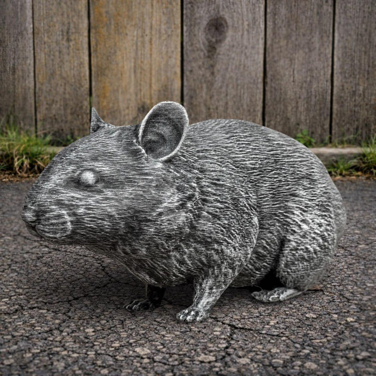Concrete Hamster Garden Statue Grey Mouse Sculpture Cute Mousie ...