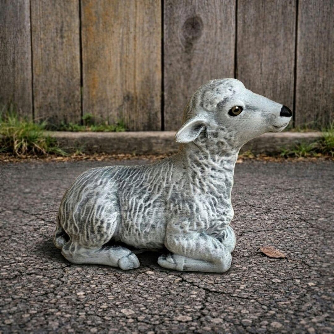Concrete Lamb Statue Cute Lamb Sculpture Cement Sheep Figure Farm ...