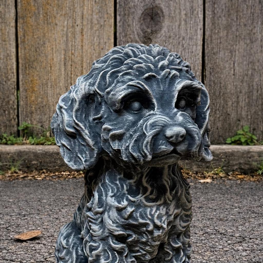 Sitting Cavapoo Dog Statue Concrete Maltipoo Sculpture Cute Cockapoo ...
