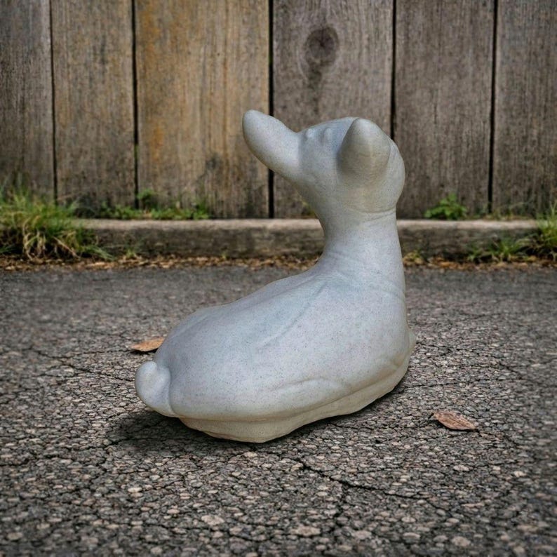 Deer Statue Concrete Fawn Sculpture Lying Baby Deer Figure Stone Garden ...