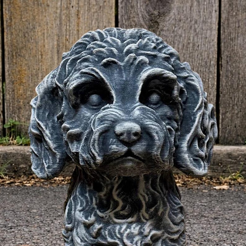Sitting Cavapoo Dog Statue Concrete Maltipoo Sculpture Cute Cockapoo ...