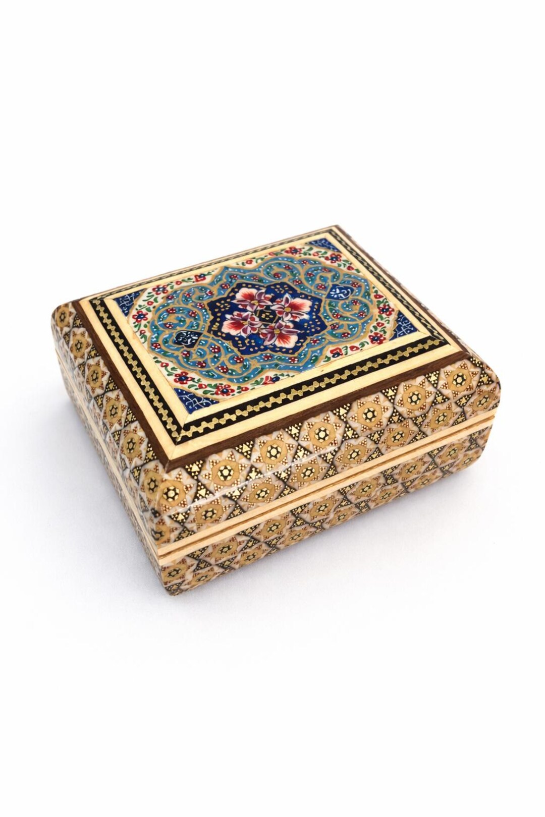 Handmade Persian Khatam Jewelry Box With Miniature Painting: Wooden ...