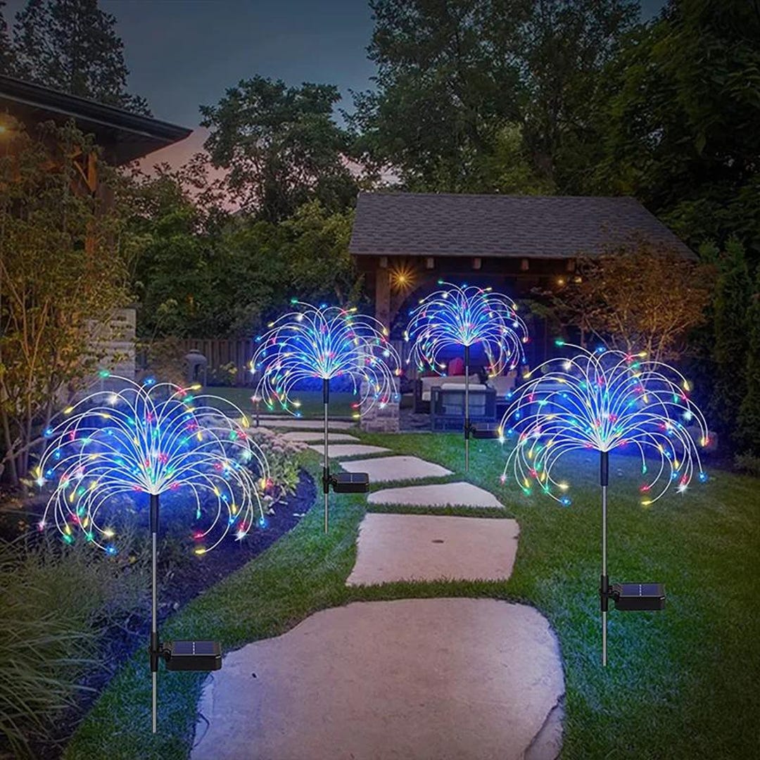 Solar Firework LED Garden Lights: Outdoor Lawn & Patio Decor - Etsy