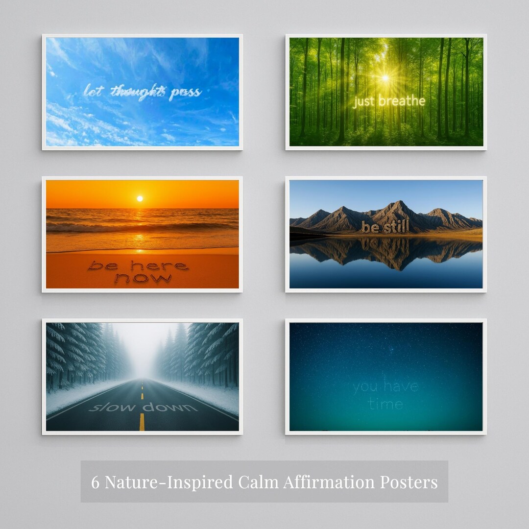 Calm Affirmation Wall Art Set of 6 – Nature-inspired Mindfulness ...