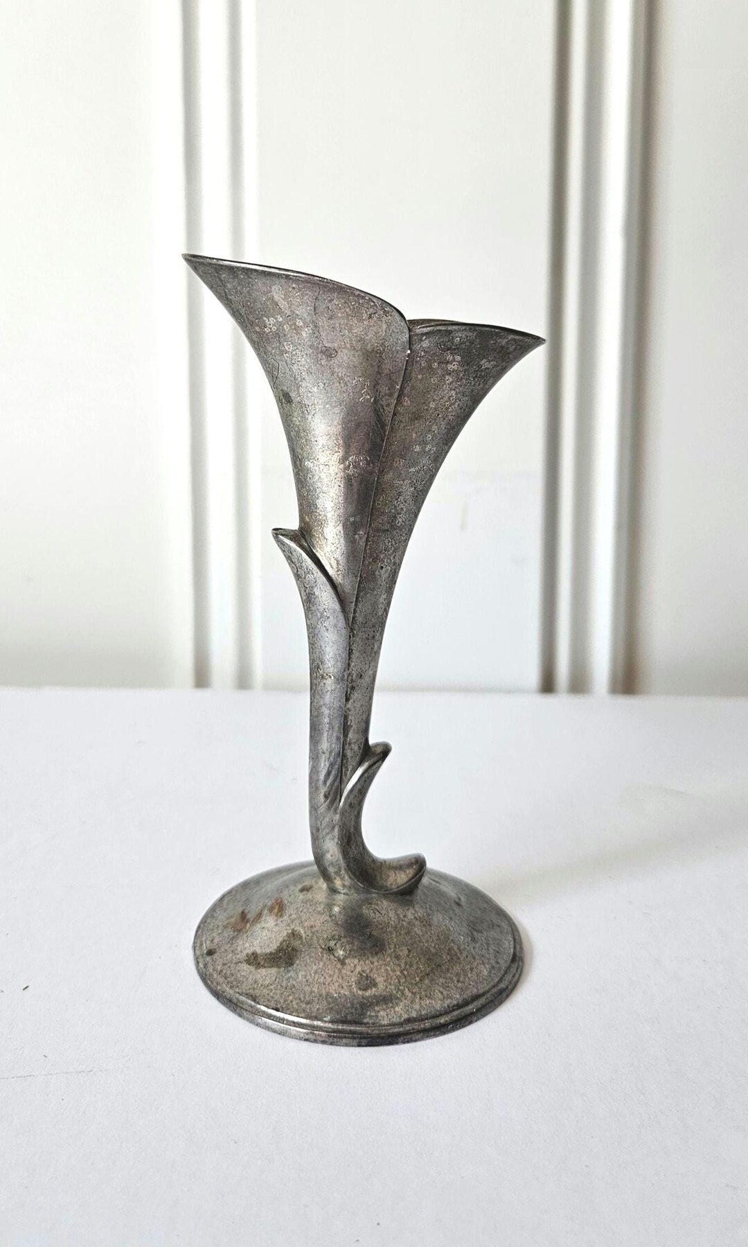 Vintage Silverplate Bud Vase: Art Deco Trumpet Flower Stem Holder - Etsy