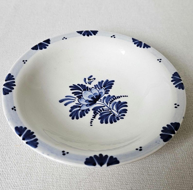 Hand-painted Delft Blue Floral Dish – Vintage Dutch Ceramic, Made in ...