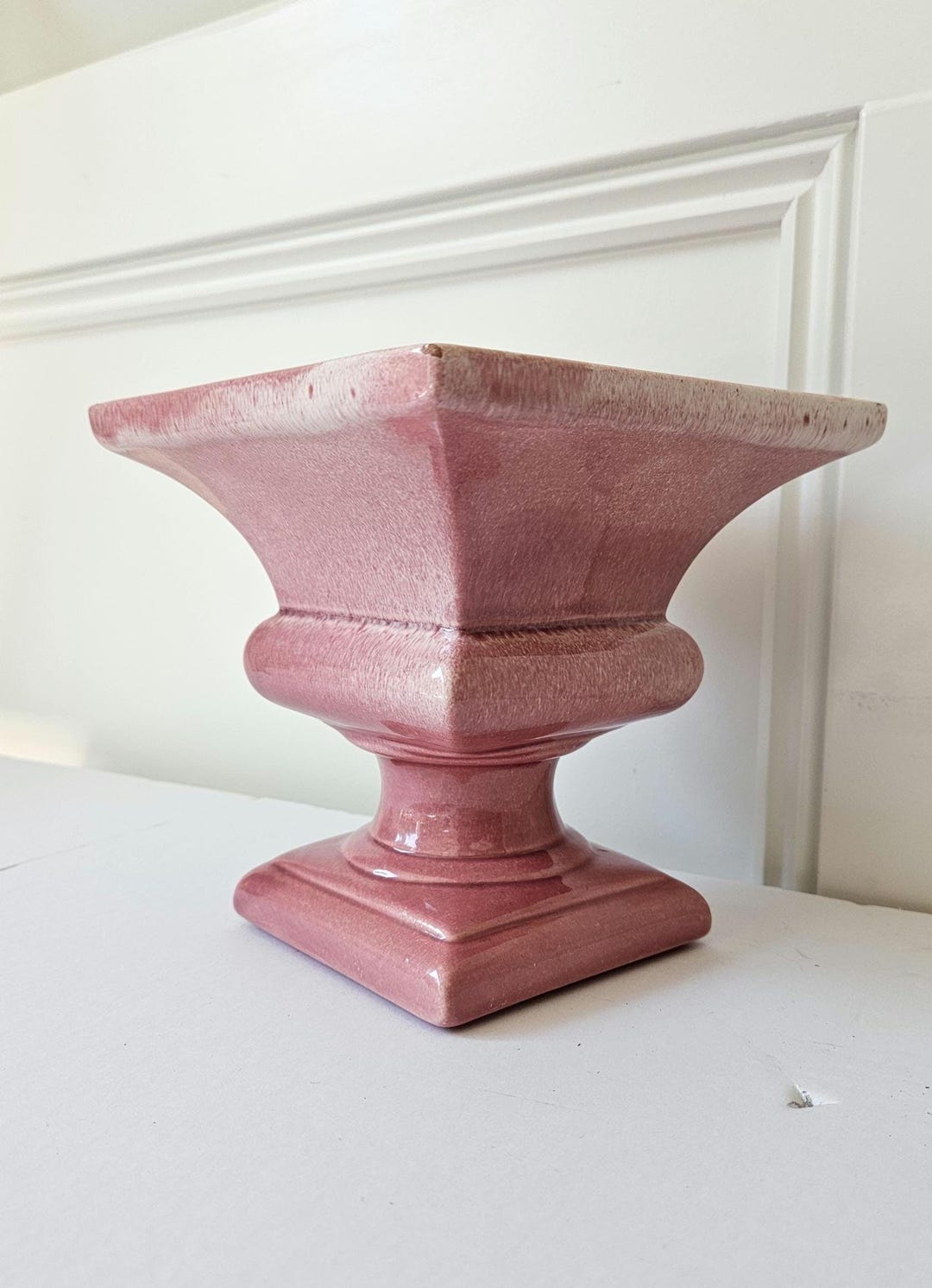 Vintage Haeger USA Pink Ceramic Urn Vase – Mid Century Modern Pedestal ...