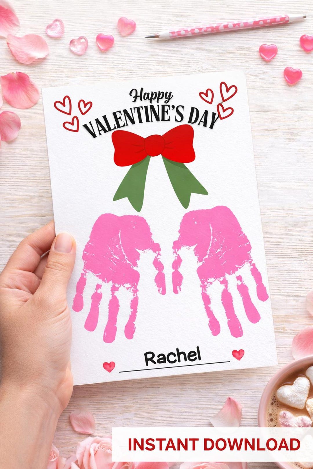 Valentine Handprint, Valentine Handprint Craft for Kids, Printable ...