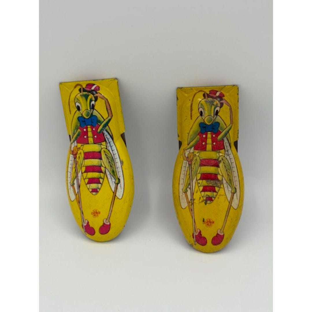 PAIR Large Vintage Tin Litho Cricket Clickers, US Metal Toy Mfg Co - Etsy
