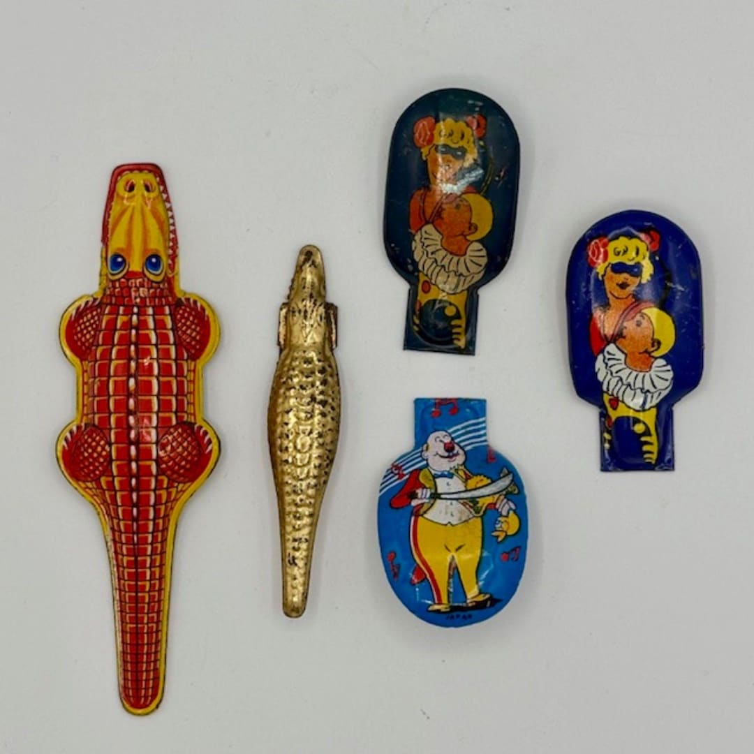LOT of 5 Vintage Tin Clickers Toys Metal Alligator Masquerade Litho - Etsy