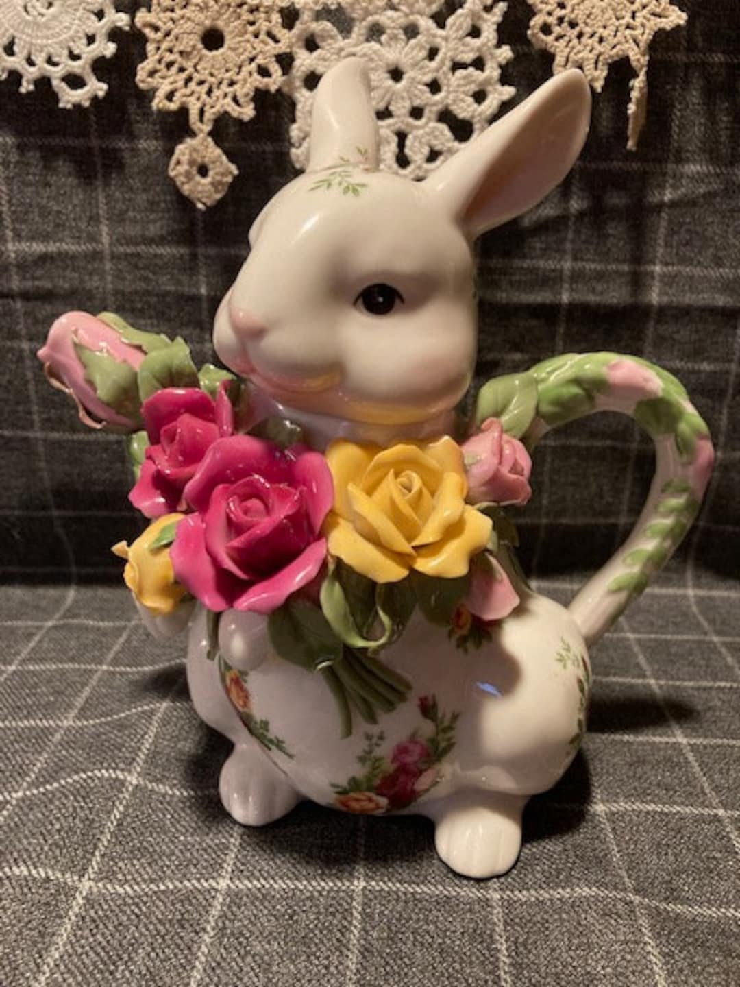 Royal Albert Old Country Roses Bunny Teapot 1980's - Etsy