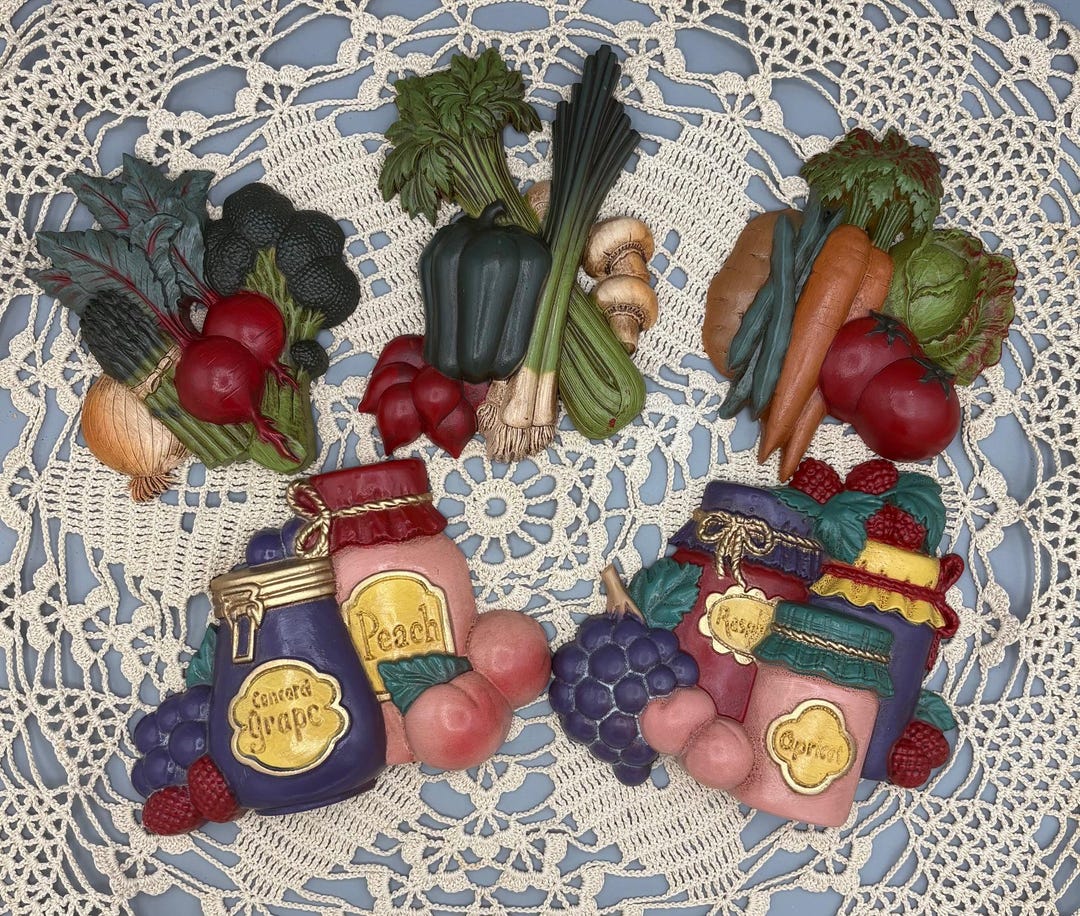 Vintage Home Interior 1997 Wall Decor Vegetables and Canning Jars - Etsy