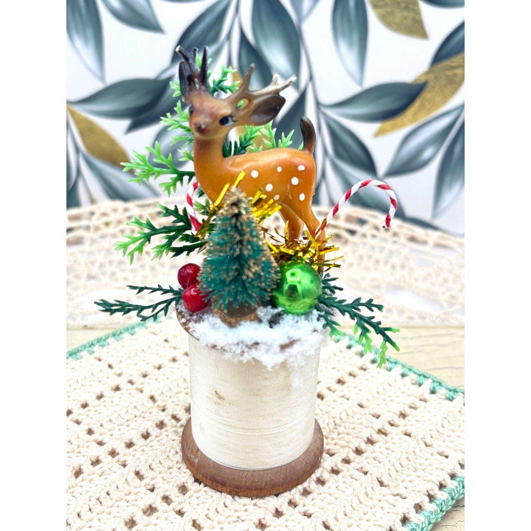 Miniature ALL VINTAGE Thread Spool Christmas Assemblage Deer - Etsy