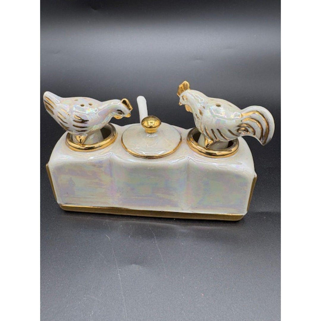 1940s Bobbing Nodding Chicken Salt and Pepper Condiment Set Signed ...