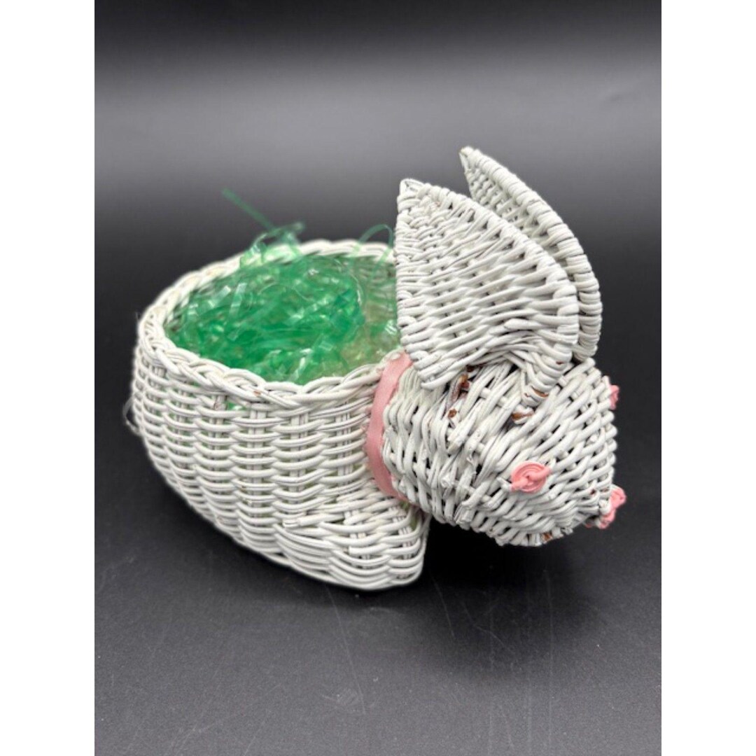 Vintage 50s Wicker Bunny Rabbit Easter Basket Small White - Etsy