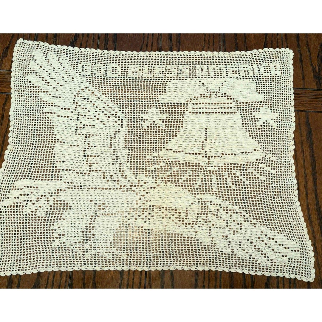 Antique Filet Crochet God Bless America Liberty Bell Eagle USA - Etsy