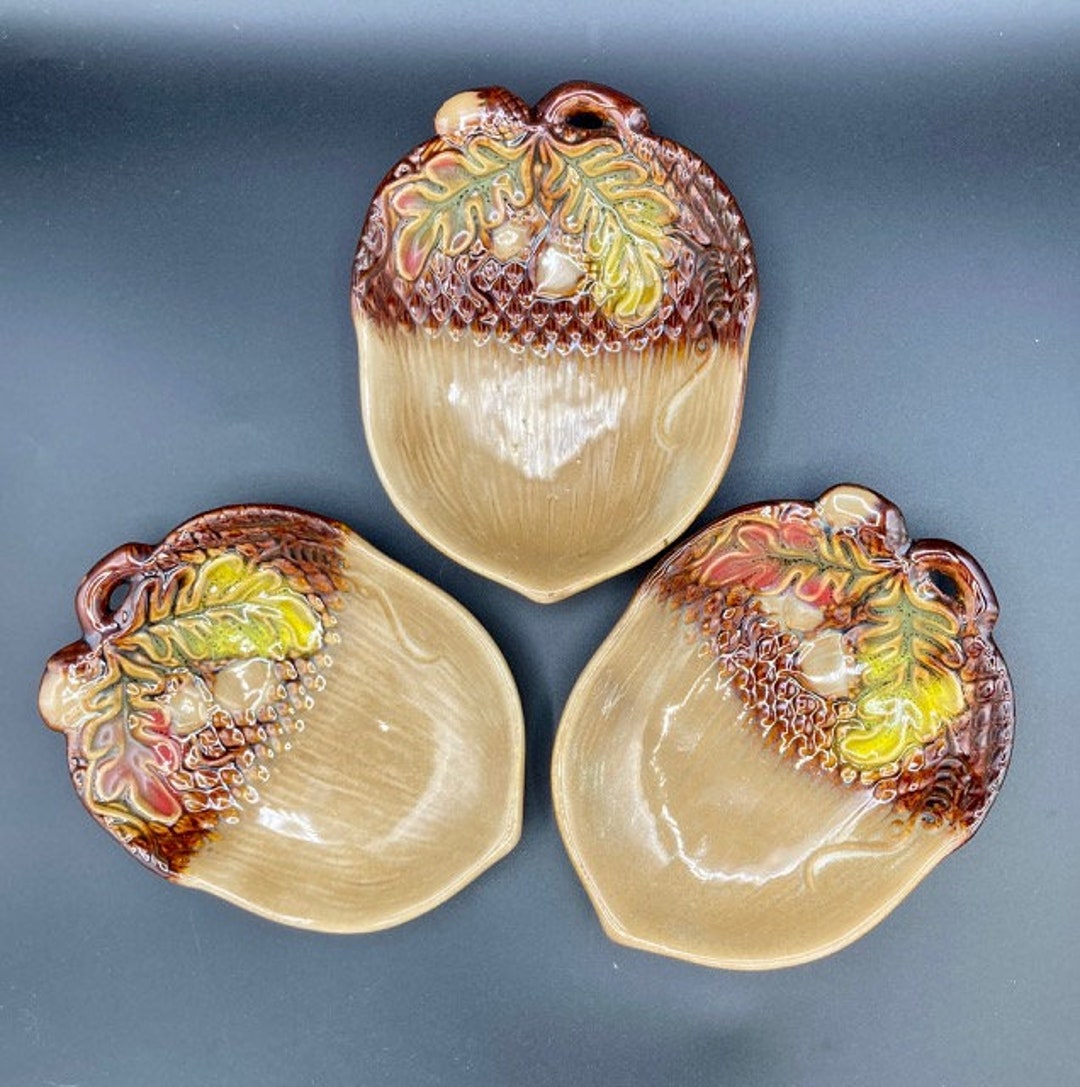Vintage Retro Ceramic Acorn Dishes Candy Nuts Set of Three - Etsy