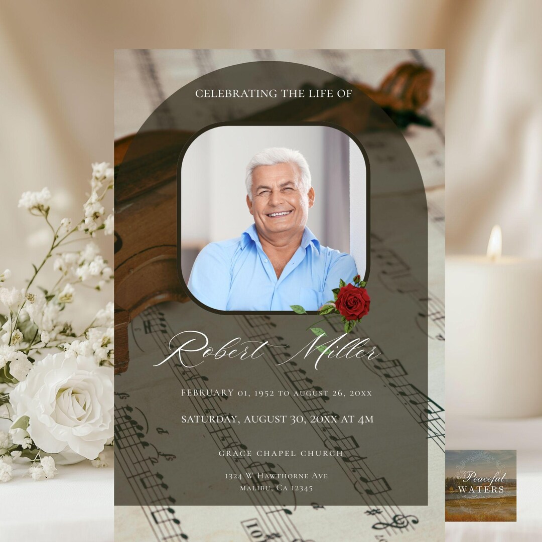 Funeral Program Violin – in Loving Memory- Edit in Canva - Etsy