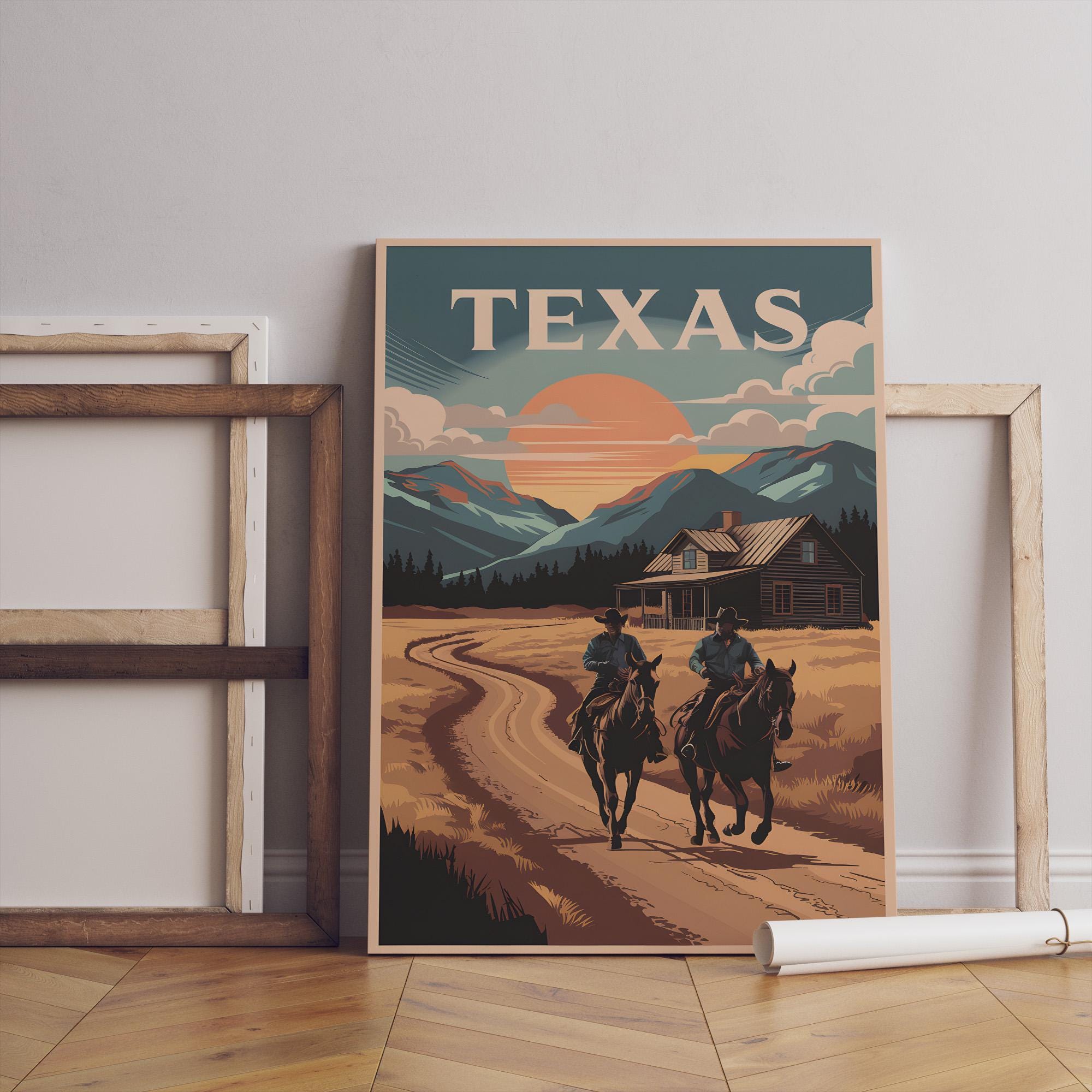 Vintage Texas Art Print: Vintage Landscape Travel Poster - Etsy