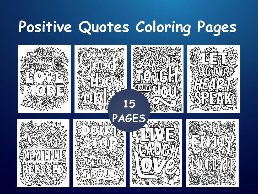 Positive Quotes Mandala Coloring Pages, Inspirational Affirmation Self ...