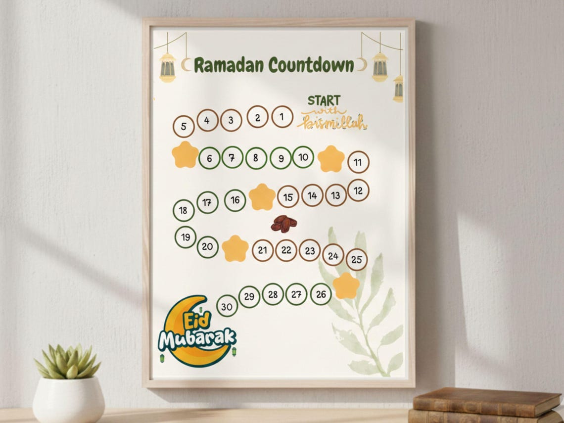 Ramadan Countdown Printable for Kids, Calendar for Children, Daily ...