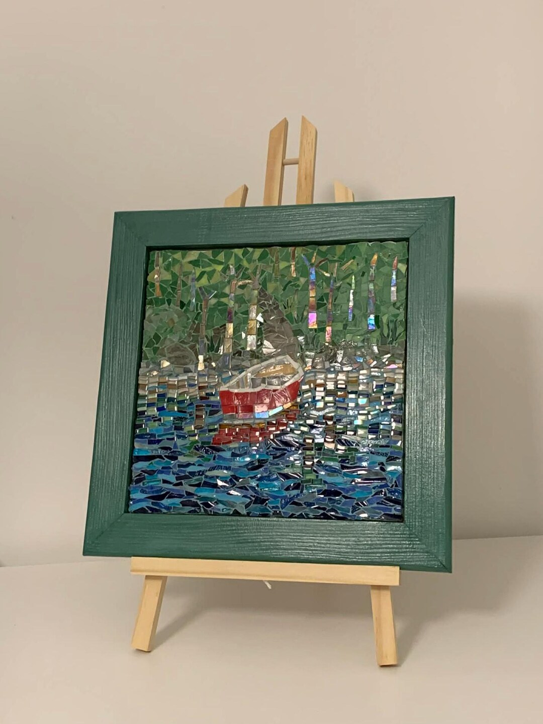 Handmade Glass Mosaic Boat Wall Art - Etsy
