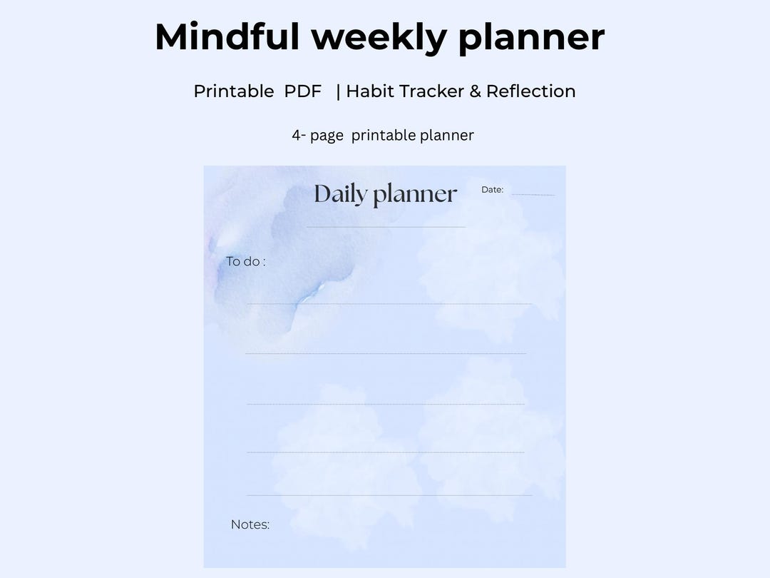Mindful Weekly Planner Printable | Habit Tracker & Reflection - Etsy