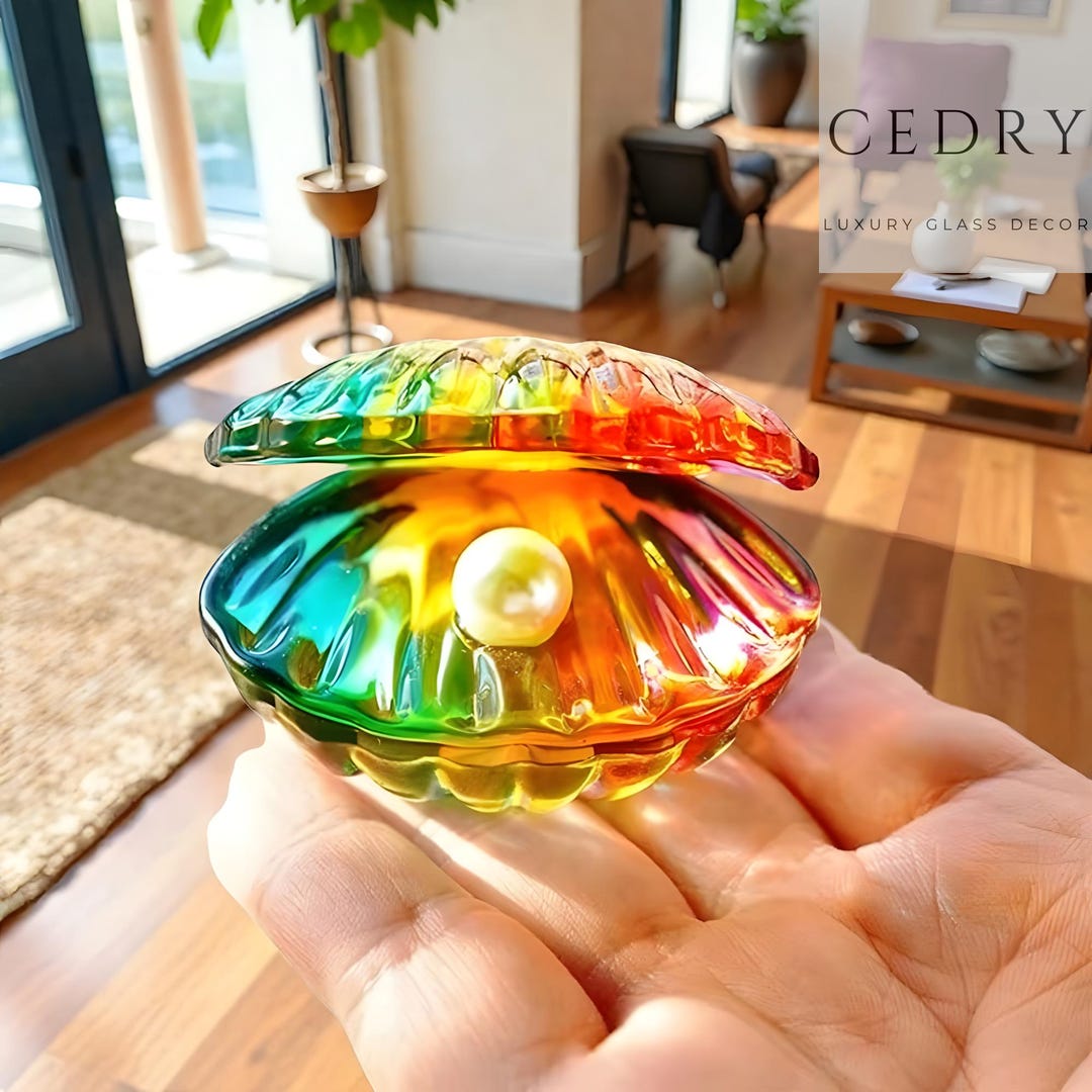Rainbow K9 Crystal Clamshell, Acrylic Pearl, Beachy Decor - Etsy