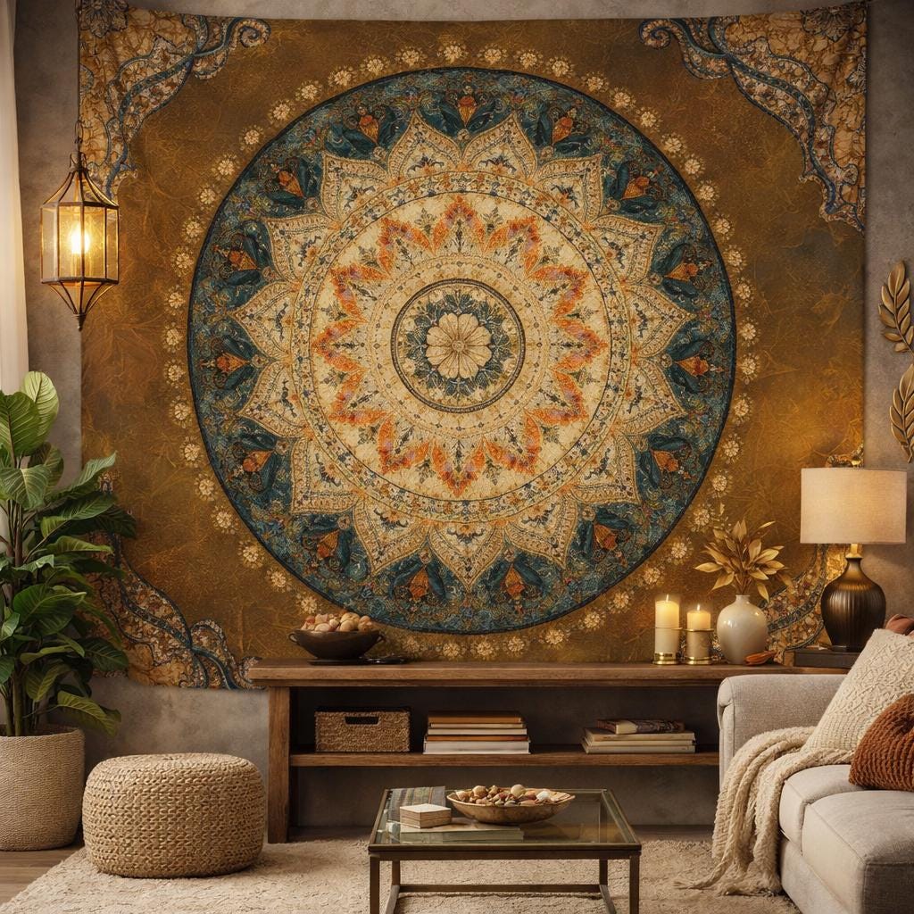 Boho Mandala Tapestry | Floral Medallion Wall Hanging - Etsy