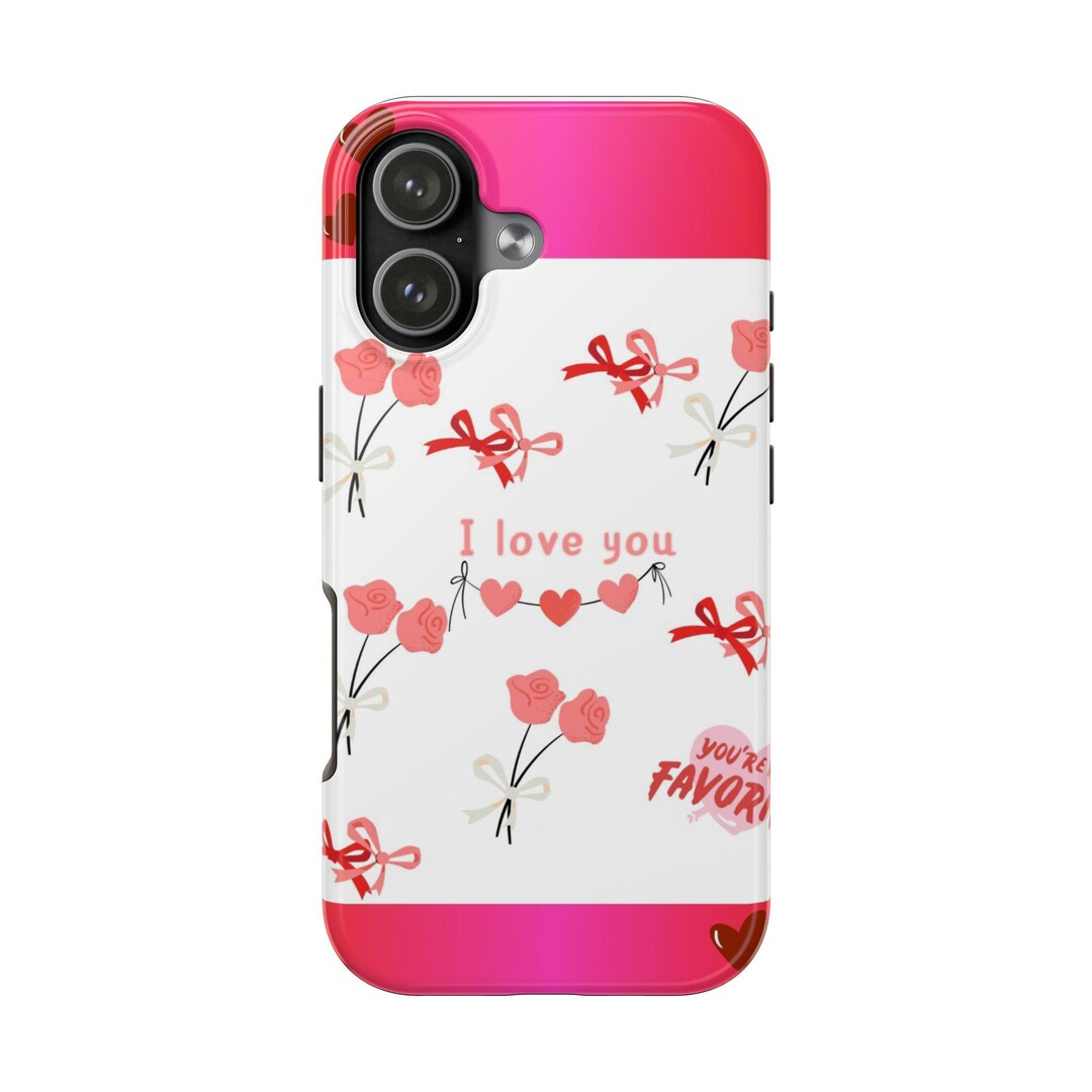 I Love You Floral Pattern Tough Phone Case | Romantic Rose Hearts - Etsy