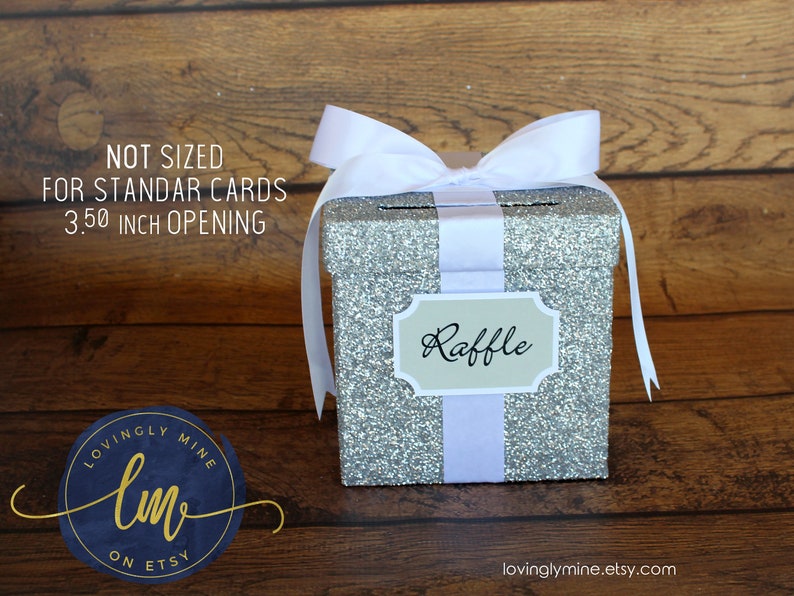 Mini Cards Box Size 7 X 7 X 7 - White Ribbon & Glitter Silver - Baby ...