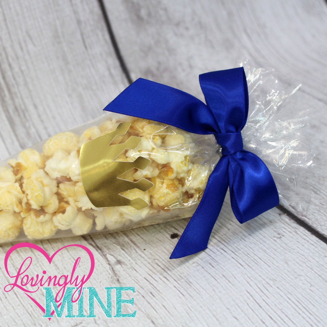 Popcorn Favor Bag Kits Gold Foil Crown With Royal Blue Satin - Etsy