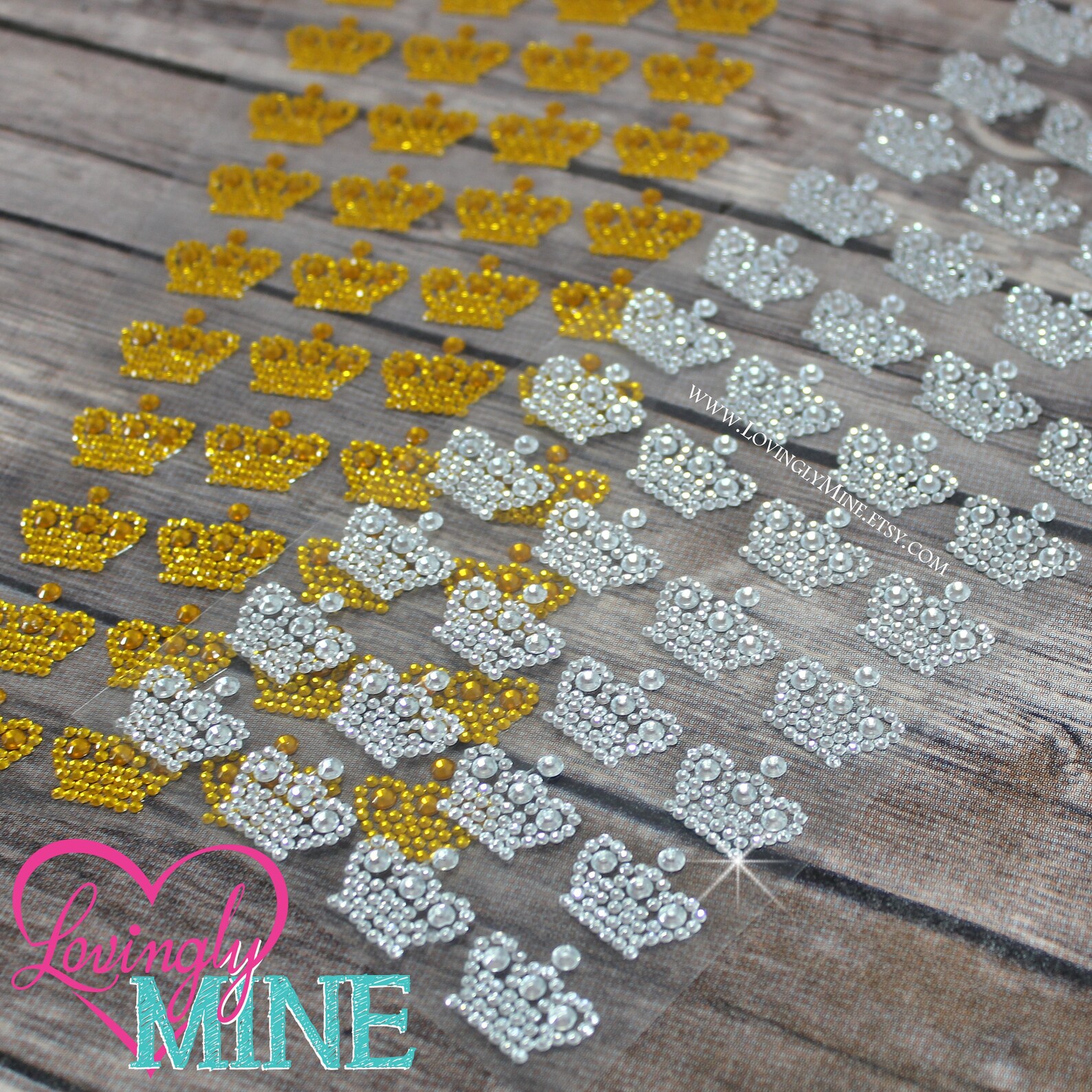 Crown Diamond Sticker Sheets in Silver or Gold - 48 Stickers per Sheet ...
