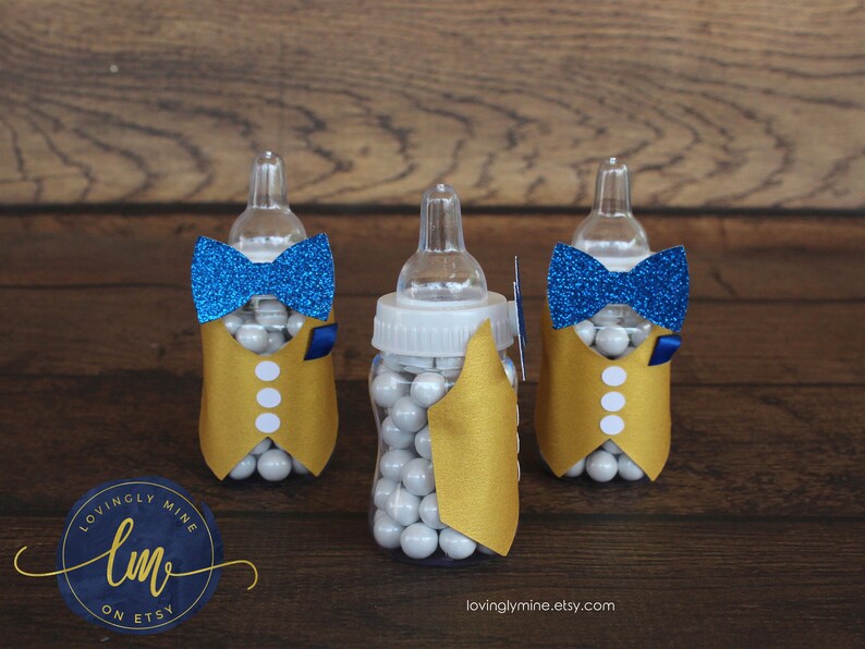 Bow Tie Little Man Baby Shower Baby Bottles Favors in Glitter - Etsy