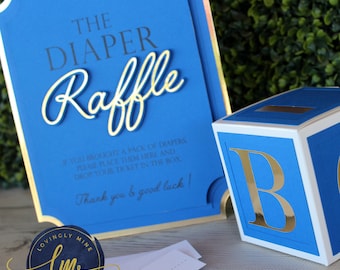 Diaper Raffle Game Kit With Sign and Mini Card Box in Kraft - Etsy