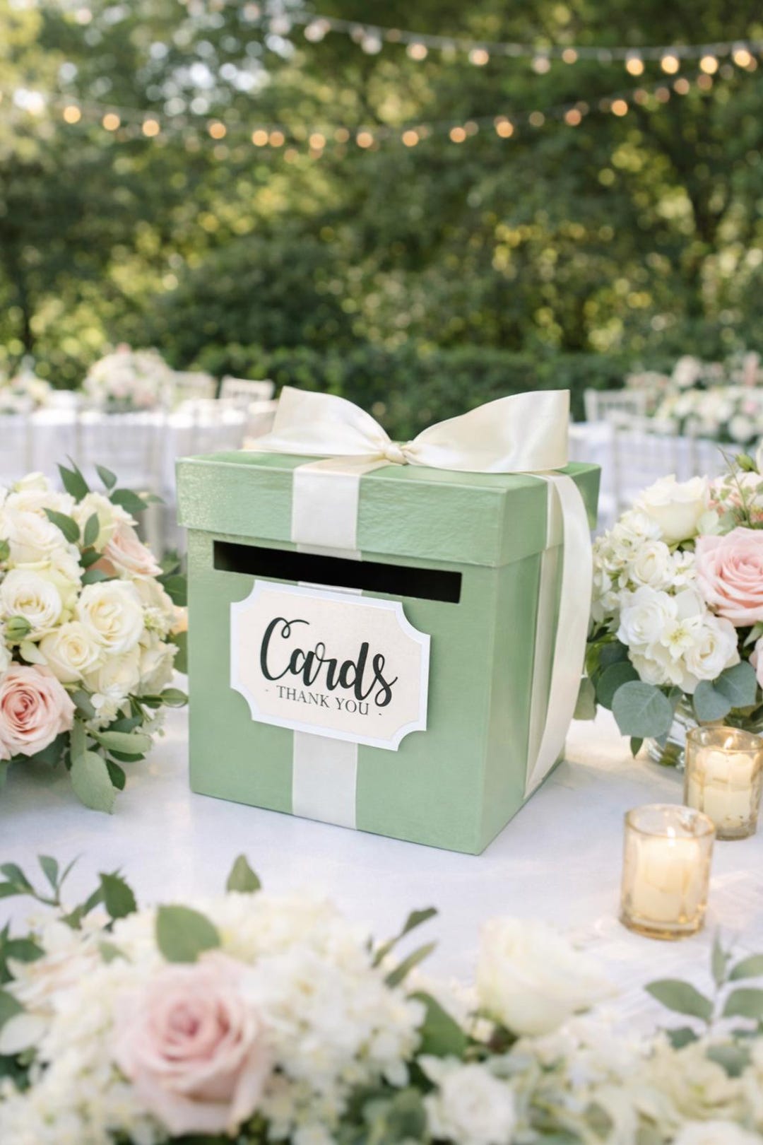 NEW Card Box With Sign Sage Green With Ivory, Gift Money Box for Any ...