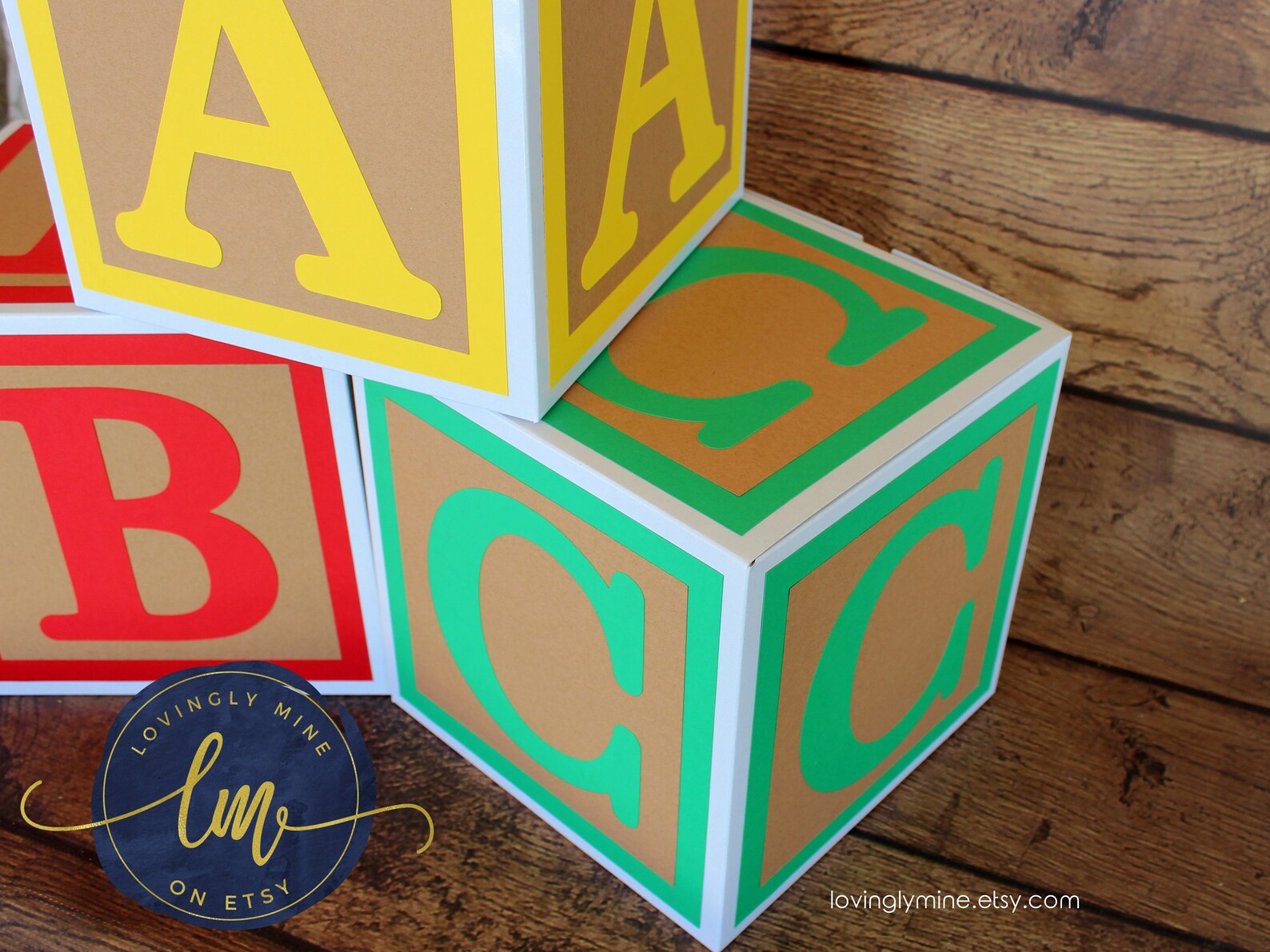 9 Inch Baby Block Decoration 3 Blocks Spelling ABC Yellow | Etsy