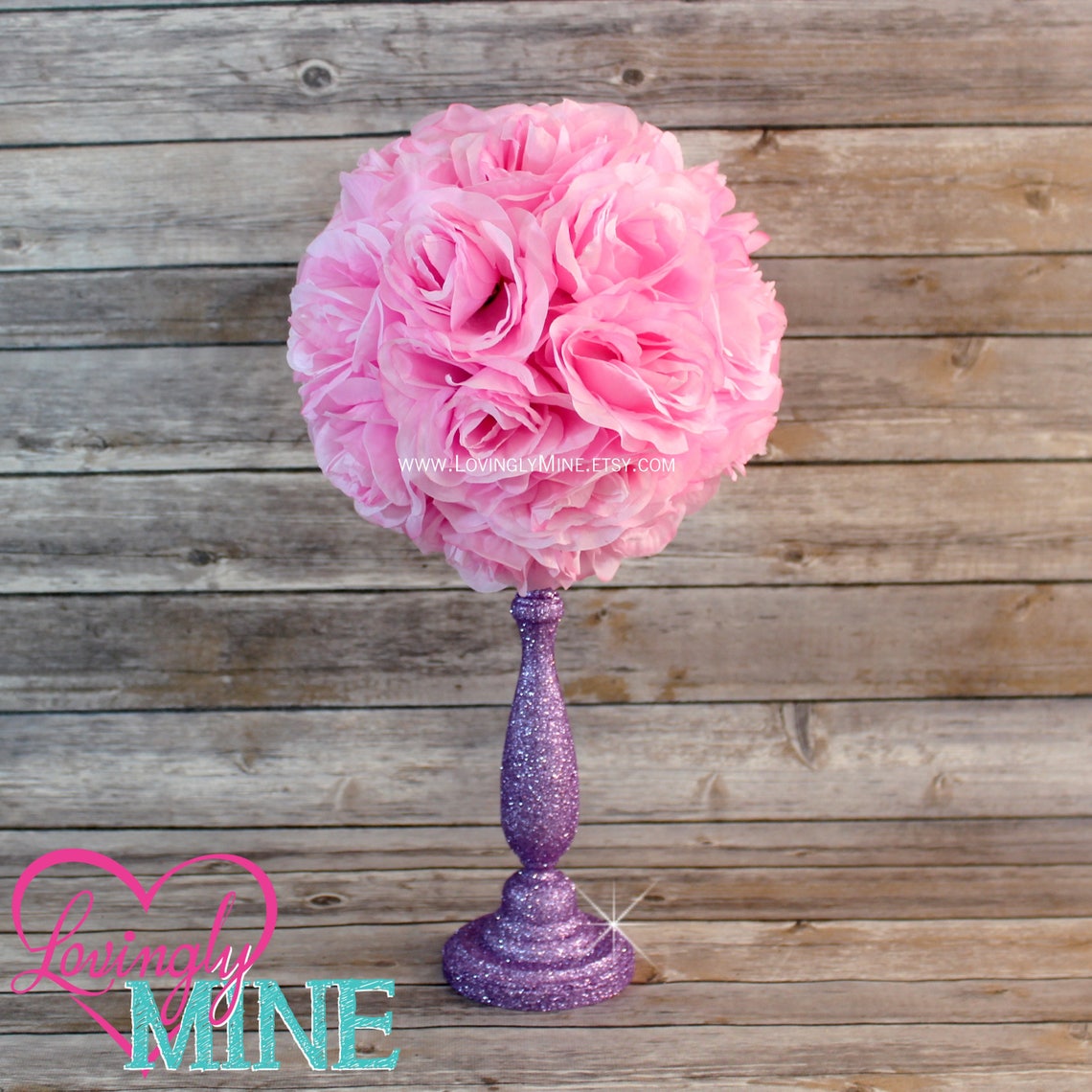 Centerpiece Pink Rose Pomander Glitter Lavender Vase Unicorn - Etsy