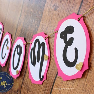 Banners in Hot Pink, Black & White Stripes and Glitter Gold Additional ...