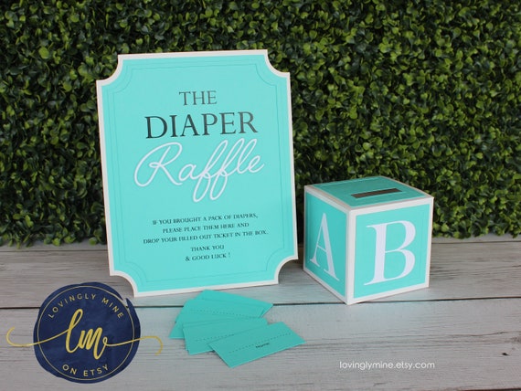 Diaper Raffle Game Kit With Sign and Mini Card Box in Light - Etsy