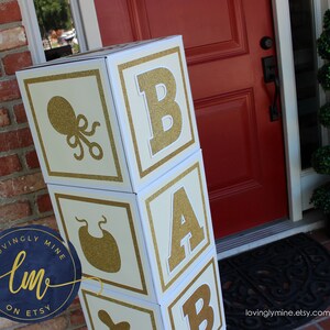 Large Baby Block Decoration 4 Blocks Spelling BABY Glitter - Etsy