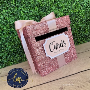 8 X 8 X 8 Card Box Fine Glitter Pink & Blush Pink Gift Money Box | Baby ...