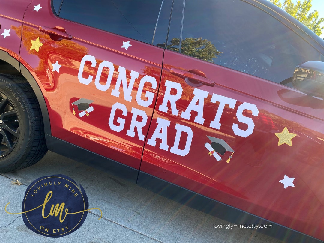 Magnetic Car Decoration Congrats Grad Banners | Graduation Car Parade ...