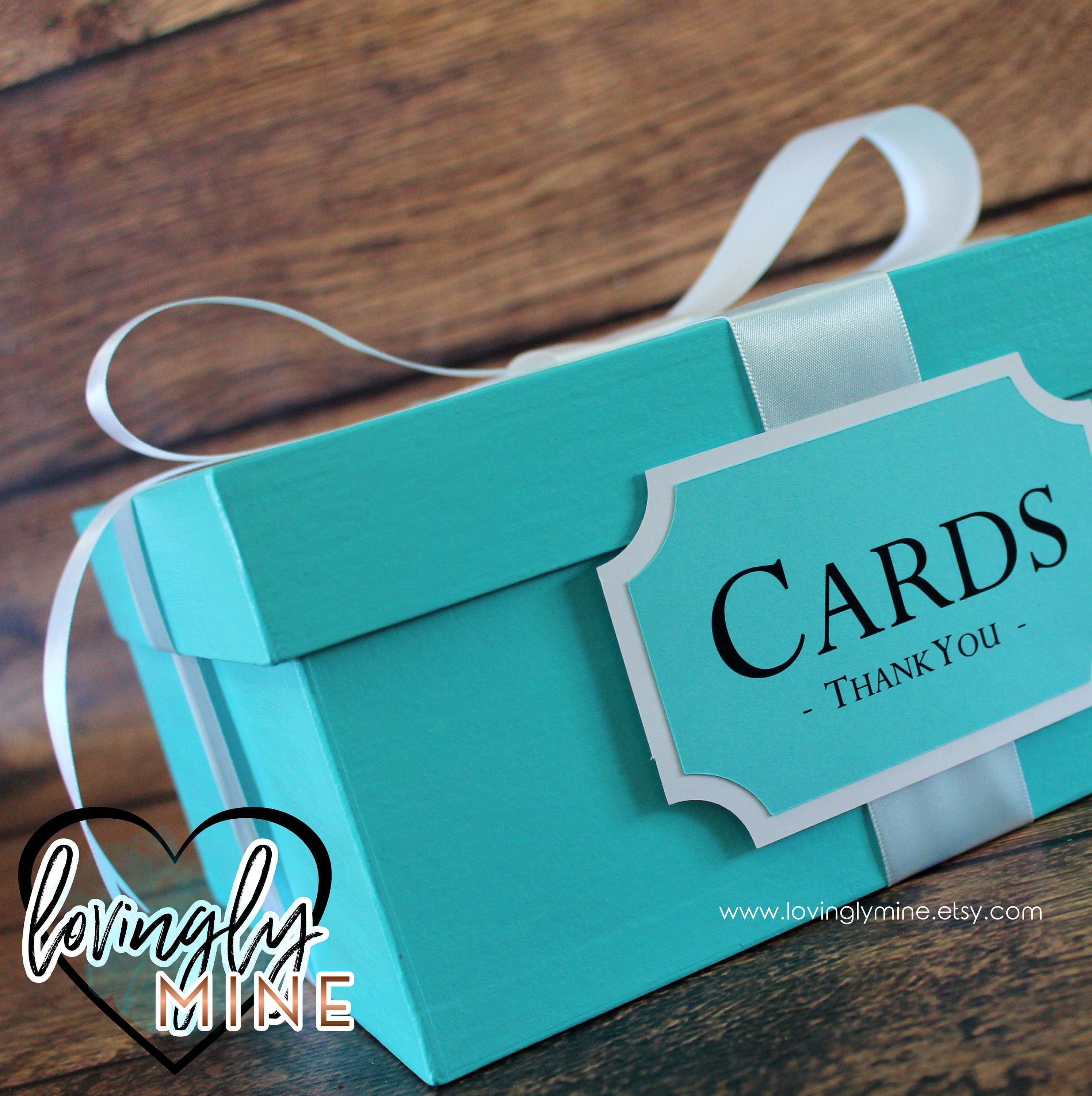 Card Holder Box with Sign in Light Teal & White Gift Money | Etsy