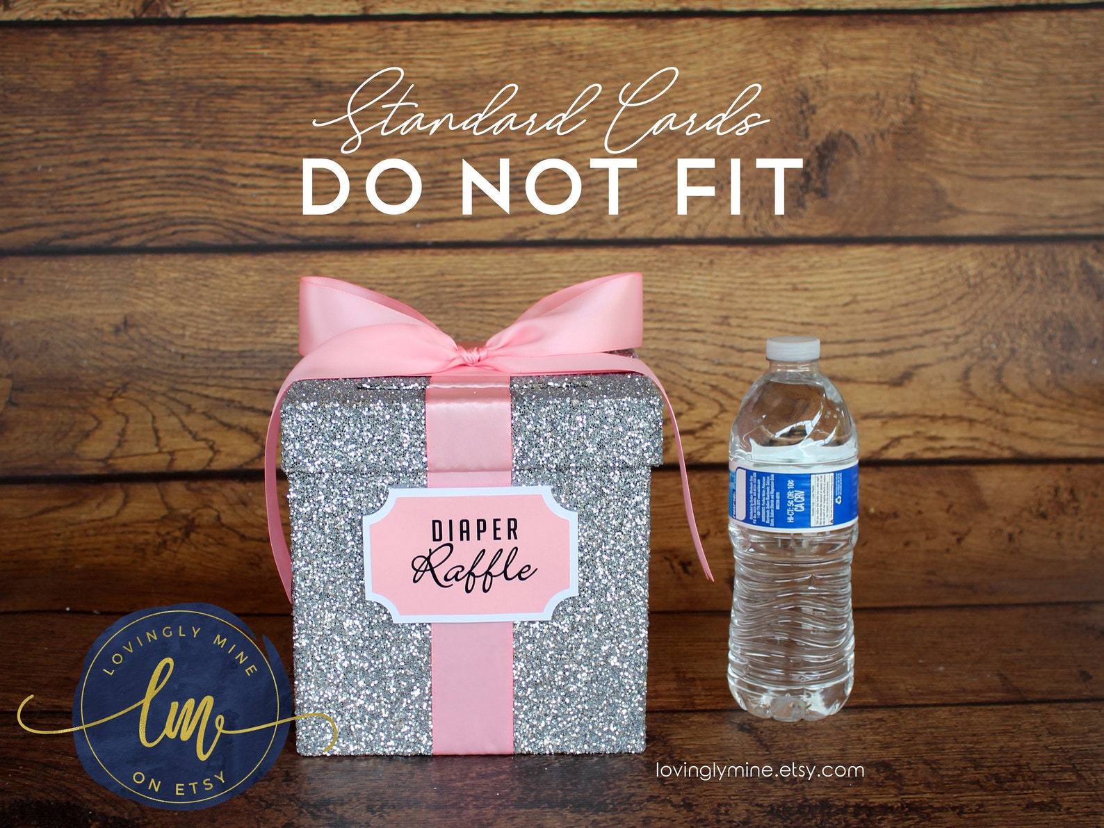 Mini Cards Box Size 7 X 7 X 7 Baby Pink Ribbon & Silver Glitter Baby ...