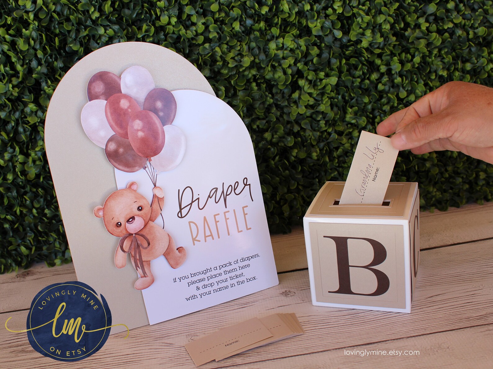 Diaper Raffle Game Set Teddy Bear Raffle Box With Tickets - Etsy