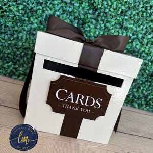 Card Box With Sign Ivory & Brown, Gift Money Box for Any Event, Wedding ...