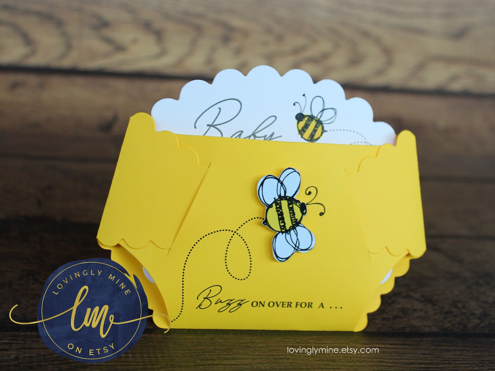 Bumble Bee Diaper Shaped Baby Shower Invitations in Yellow and | Etsy